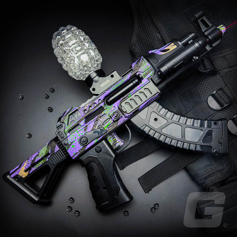 AKM Gel Blaster Violetti sis. 10 000 Orbeez | GelWeapons.fi